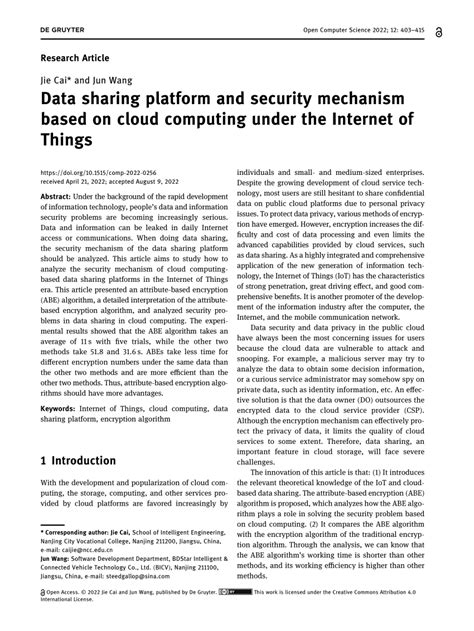 PDF Data Sharing Platform And Security Mechanism Based On Cloud Computing Under The Internet