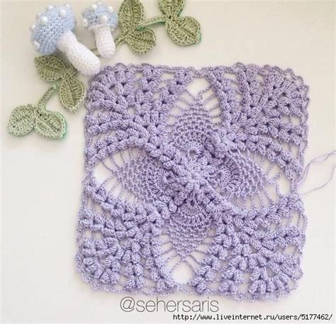 Красивый нежный мотив для пледа Схема вязания Схемы вязаных крючком салфеток Схемы вязаных