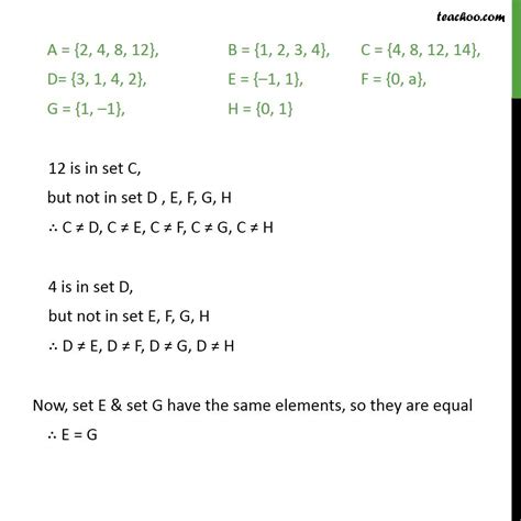Ex From Sets Given Select Equal Sets A