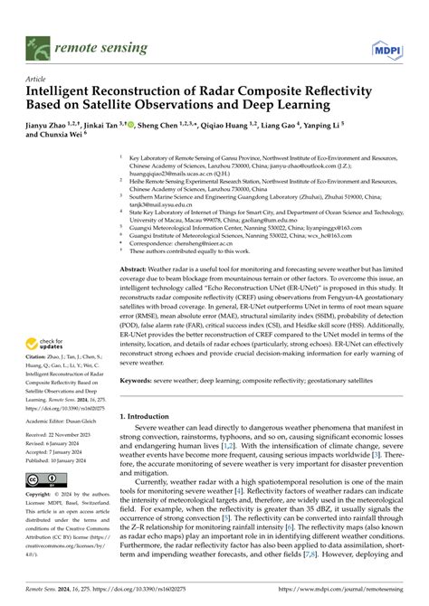 PDF Intelligent Reconstruction Of Radar Composite Reflectivity Based On Satellite Observations