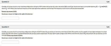 Question 3 1 Pts Consider An Op Amp Circuit In A Non Inverting