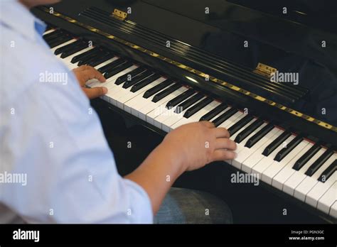 Pianist Mans Hand Playing Piano Performer And Classical Music