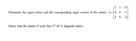 Solved Determine The Eigen Values And The Chegg Com