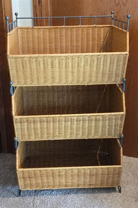 Wicker And Metal Stackable Storage