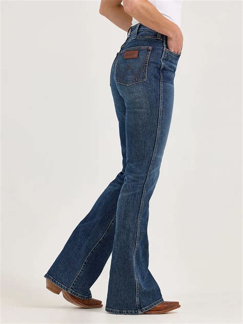 Wrangler Retro Womens Bailey High Rise Flare Jean In Hannah Branded