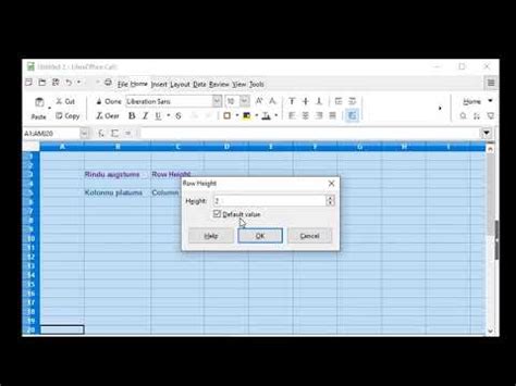 LibreOffice Calc Row Height Column Width YouTube