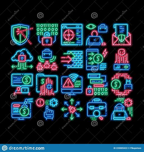 pentesting software neon glow icon illustration stock vector illustration of test items