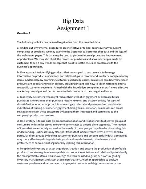 Big Data Assignment 1 Q3 Big Data Assignment 1 Question 3 The Following Technics Can Be Used