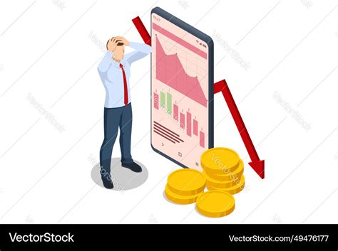 Isometric Decreasing Trend Showing Unsuccessful Vector Image