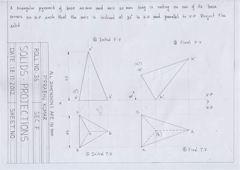 Engineering Graphics For Engineers Projection Of Solids Triangular Pyramid And Rectangular