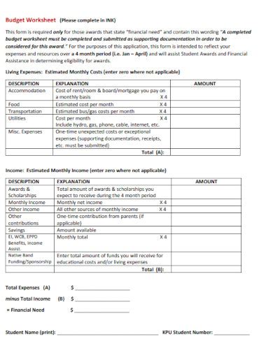 10 Budget Worksheet Form Examples To Download