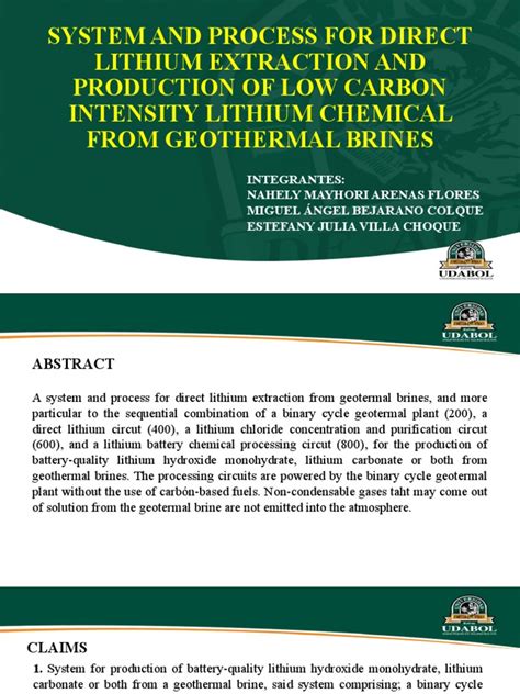 System And Process For Direct Lithium Extraction And Production Of Low Carbon Intensity Lithium