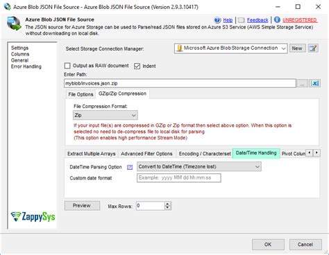 Ssis Azure Blob Source For Json File Zappysys