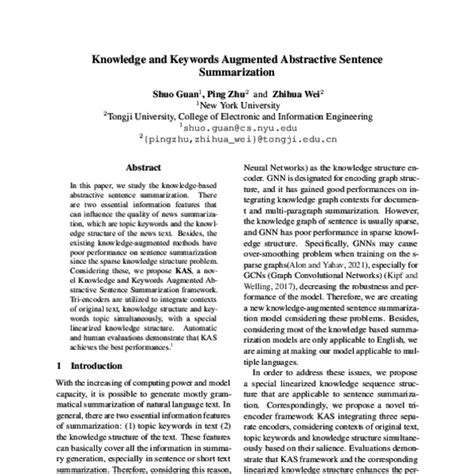 Knowledge And Keywords Augmented Abstractive Sentence Summarization Acl Anthology