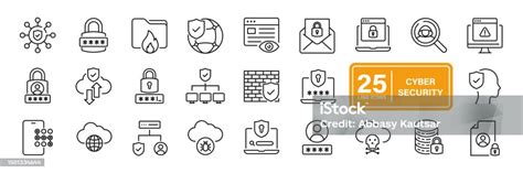 Cyber Security Line Icons Editable Stroke For Website Marketing Design Logo App Template Ui Etc