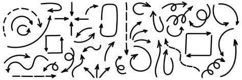 Curved Arrows Set Of Vector Hand Drawn Arrows Collection Of Pointers Stock Vector