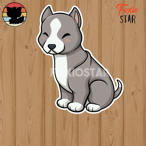 Chibi Pitbull Sticker Pitbull Sticker Kawaii Pitbull Etsy