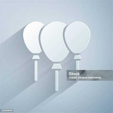 회색 배경에 리본 아이콘이 분리된 용지 컷 풍선 메리 크리스마스와 새해 복 많은 새해 종이 아트 스타일 벡터 풍선에 대한 스톡 벡터 아트 및 기타 이미지 Istock