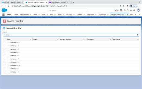 lightning tree grid with input search functionality salesforce diaries