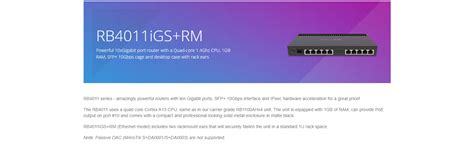 Mikrotik Rb4011 Ethernet 10 Port Gigabit 1u Rack Router Arm 32bit Architecture 1gb Ram 512mb
