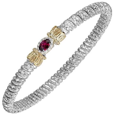 14k Gold And Sterling Silver Rhodalite Garnet And Diamond Stackable B