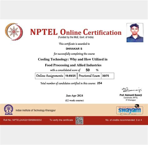 Dhivakar Senthil On Linkedin Proud To Have Completed My Nptel Course