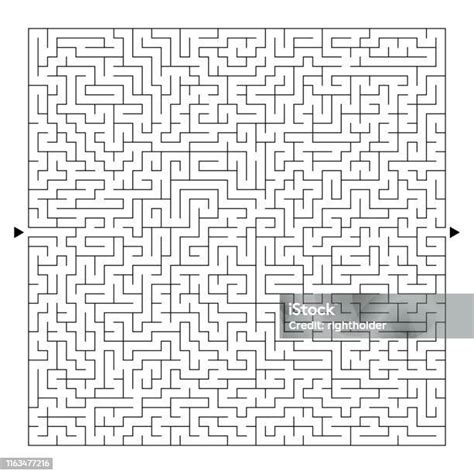 어려운 사각형 미로 아이들을위한 게임 어린이와 성인을위한 퍼즐 입구 1개 출구 1개 미로 수수께끼 흰색 배경에 격리된 플랫 벡터 그림입니다 0명에 대한 스톡 벡터 아트 및