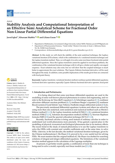 PDF Stability Analysis And Computational Interpretation Of An