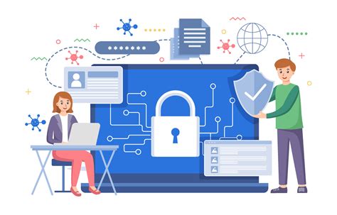 Digital Data Protection Design Vector Cyber Security Illustration Background Cloud Computing