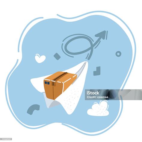 종이 비행기의 벡터 그림과 골판지 상자입니다 온라인 쇼핑 개념 빠른 배송 0명에 대한 스톡 벡터 아트 및 기타 이미지 0명 나무 상자 날기 Istock