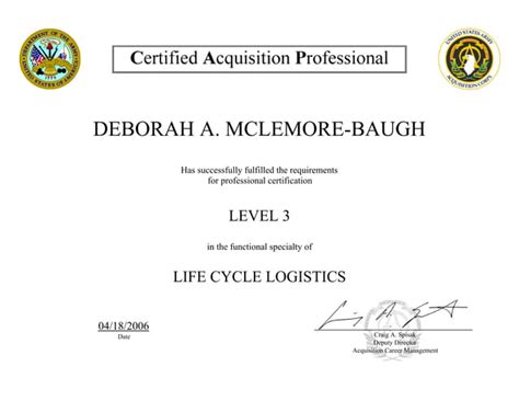 Lifecycle Logistics Level 3 Certification406 Ppt