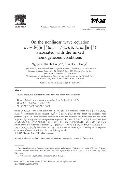 Pdf On The Nonlinear Wave Equation Utt−b∥ux∥2uxxfxtuuxut∥ux∥