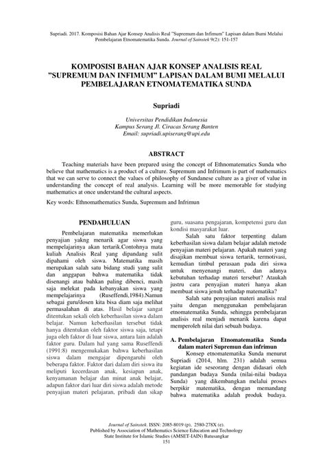 Pdf Komposisi Bahan Ajar Konsep Analisis Real ”supremum Dan Infimum” Lapisan Dalam Bumi