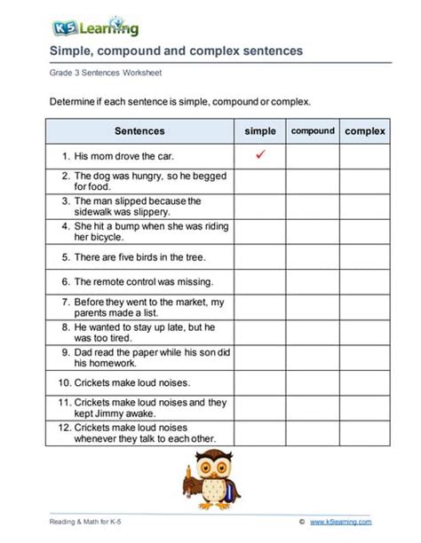Simple Compound And Complex Sentences Worksheet 1pdf