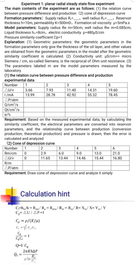 Solved Experiment 1 Planar Radial Steady State Flow