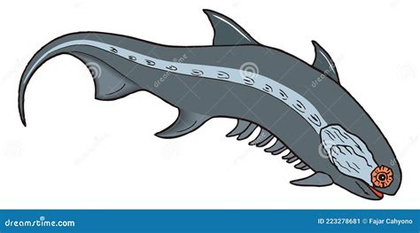 Fish From The Triassic Period The Ceratodus Vintage Engraving Cartoon