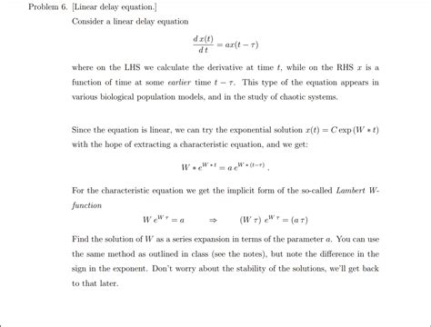 Solved Roblem 6 Linear Delay Equation Consider A Linear