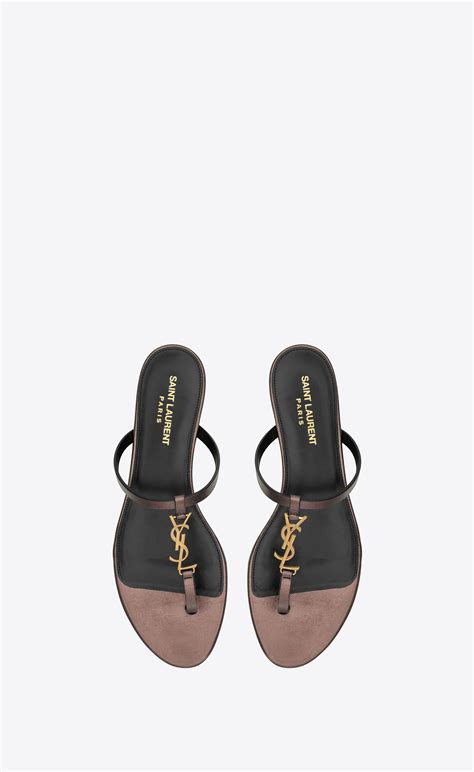 Saint Laurent Cassandra Slides In Laminated Metallic Leather Reversible