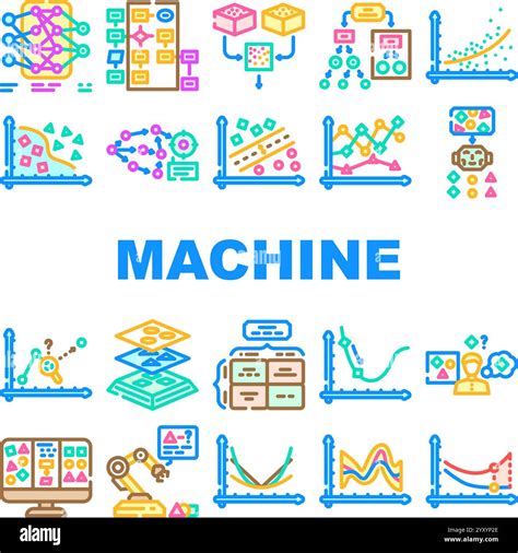 Machine Learning Algorithm Model Icons Set Vector Stock Vector Image