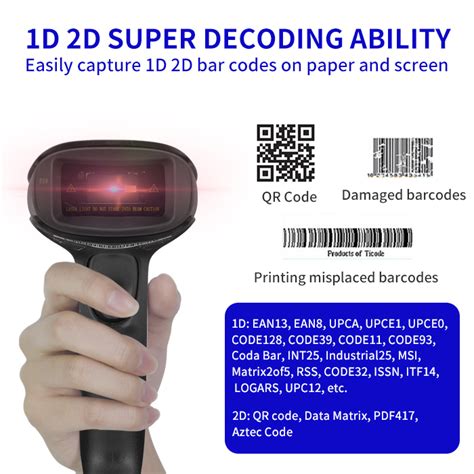 D D Wireless Long Distance Handfree Portable Cordless Image Barcode Scanner Reader With