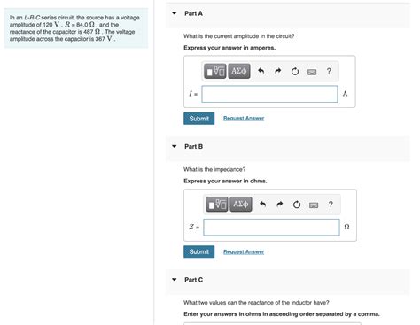 Solved In An L R C Series Circuit The Source Has A Voltage Chegg Com