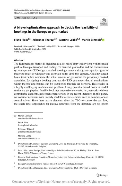 Pdf A Bilevel Optimization Approach To Decide The Feasibility Of