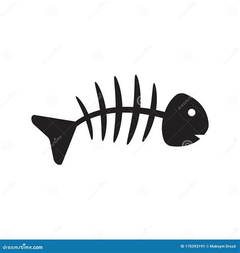 Fish Bone Icone Fishbone Isolated On White Backdrop Vector
