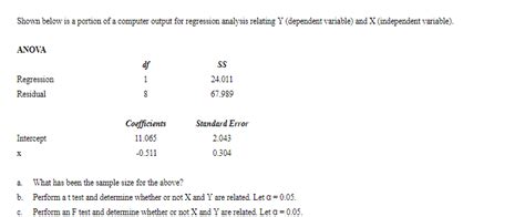 Solved Shown Below Is A Portion Of A Computer Output For