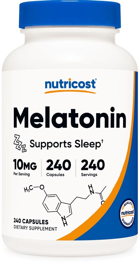 Nutricost Strong High Dose Melatonin 10mg Usp Quality 240 Non Gmo