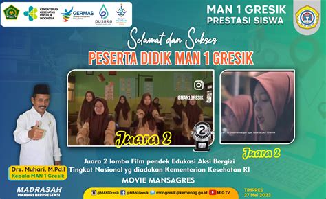 Man 1 Gresik Raih Juara 2 Nasional Video Edukasi Tambah Darah Yang