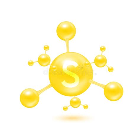 Sulfur Mineral In The Form Of Atoms Molecules Yellow Glossy Sulfur Icon 3d Isolated On White