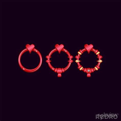 set of rounded game ui border frame with heart symbol for gui posters