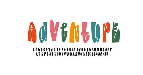 그래피티 긴 멀티 컬러 글꼴 거리 스타일의 만화 알파벳 좁은 대문자 및 소문자 문자와 숫자 벡터 일러스트레이션 10eps 공기 주입에 대한 스톡 벡터 아트 및 기타 이미지