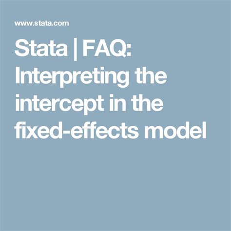 Stata Faq Interpreting The Intercept In The Fixed Effects Model